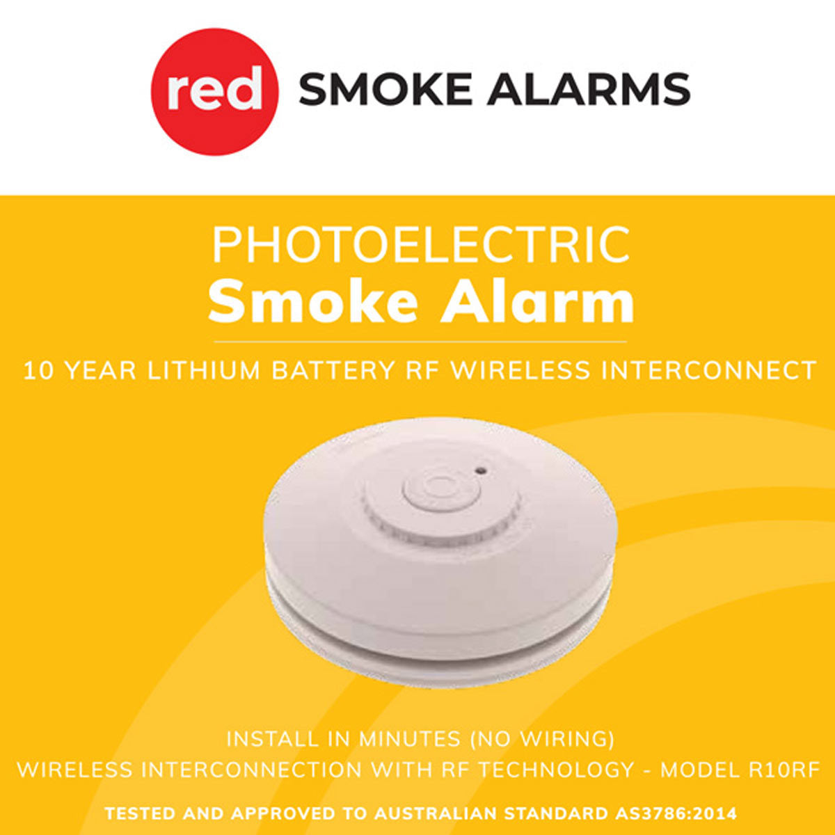 R10RF RF Wireless Interconnect Photoelectric Smoke Alarm with 10 Year ...
